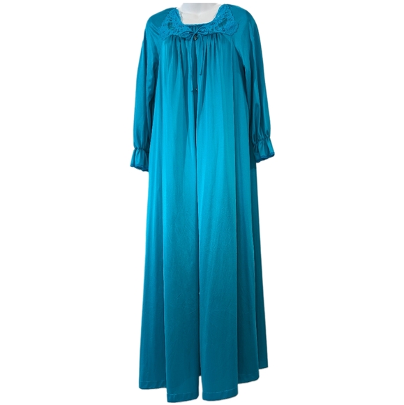 Vintage | Intimates & Sleepwear | Turquoise Lacey Long Robe And Gown ...